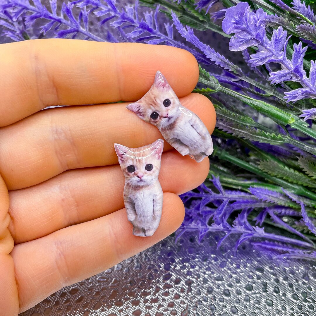 Cute Cat Earrings Lobe, Meme, Gif Idea Cute and Funny - Etsy