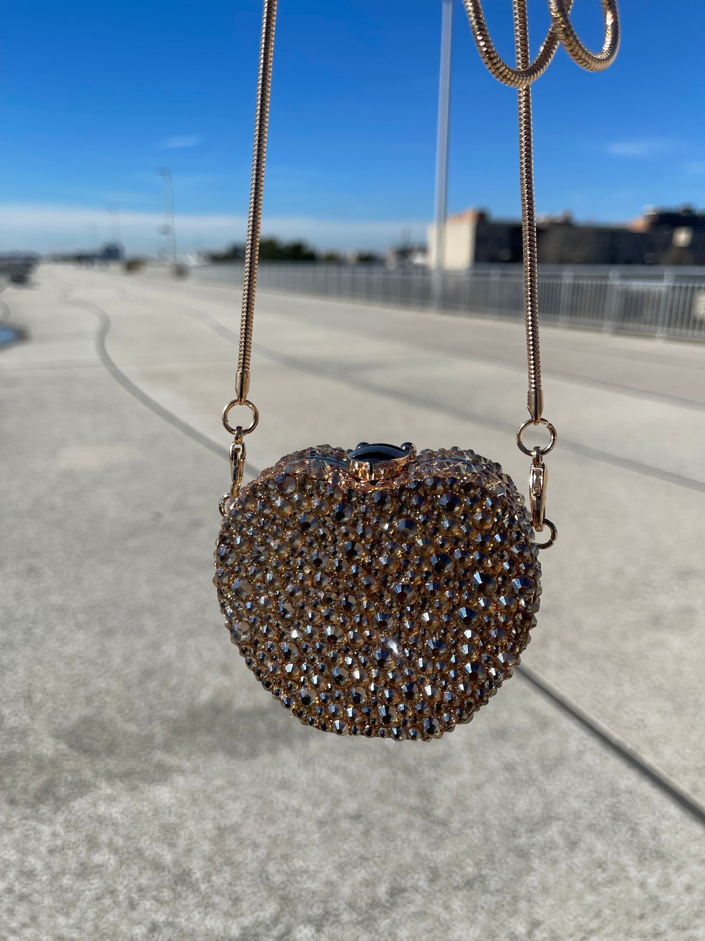 Gold Bag, Gold Bling Bag, Apple Shaped Bag, Heart Shaped Bag, Birthday ...