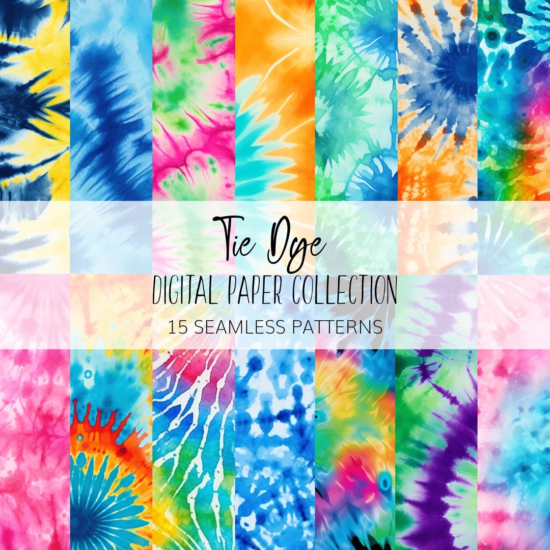 Tie Dye Digital Paper Set, Watercolor, Seamless Patterns - Instant ...