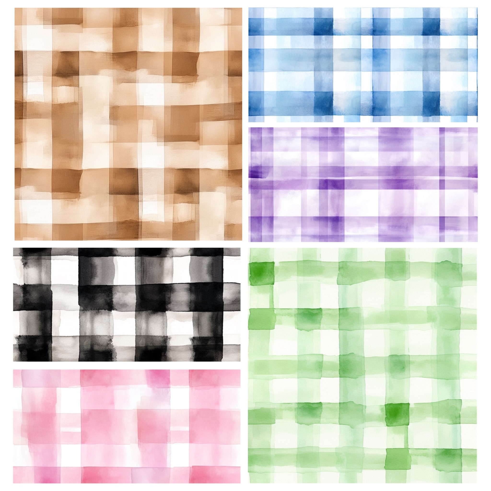 Plaid Digital Paper Set Watercolor Seamless Patterns - Etsy