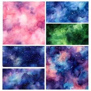 Galaxy Digital Paper Set, Watercolor, Seamless Patterns - Instant ...
