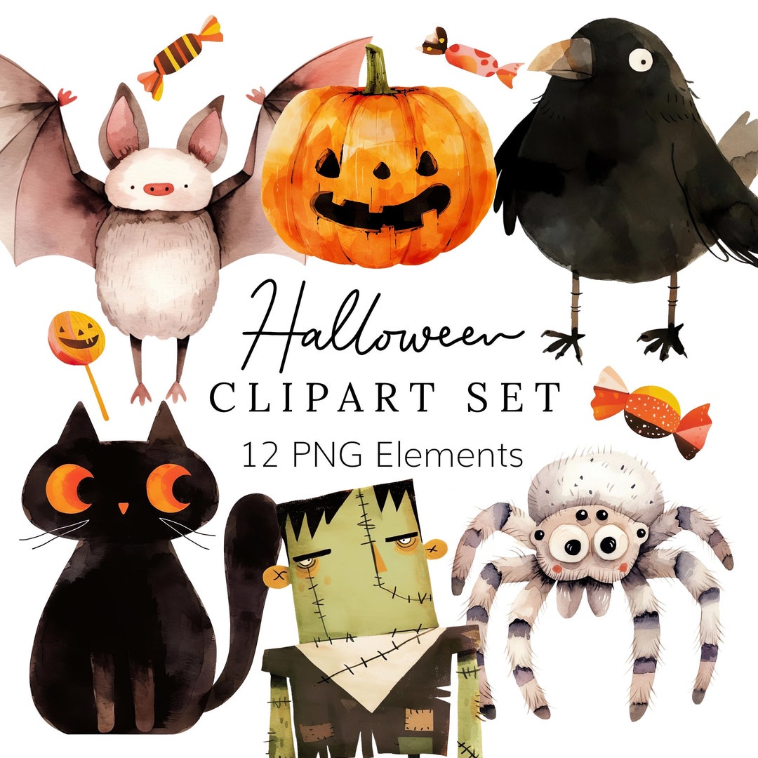 Cute Halloween Clipart Set - PNG - Etsy