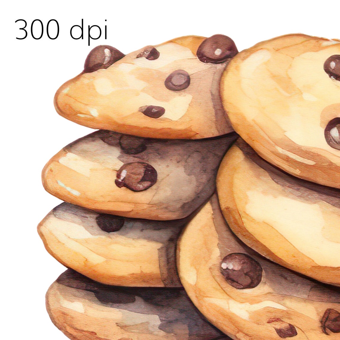 Watercolor Chocolate Chip Cookie Clipart Set PNG Instant - Etsy