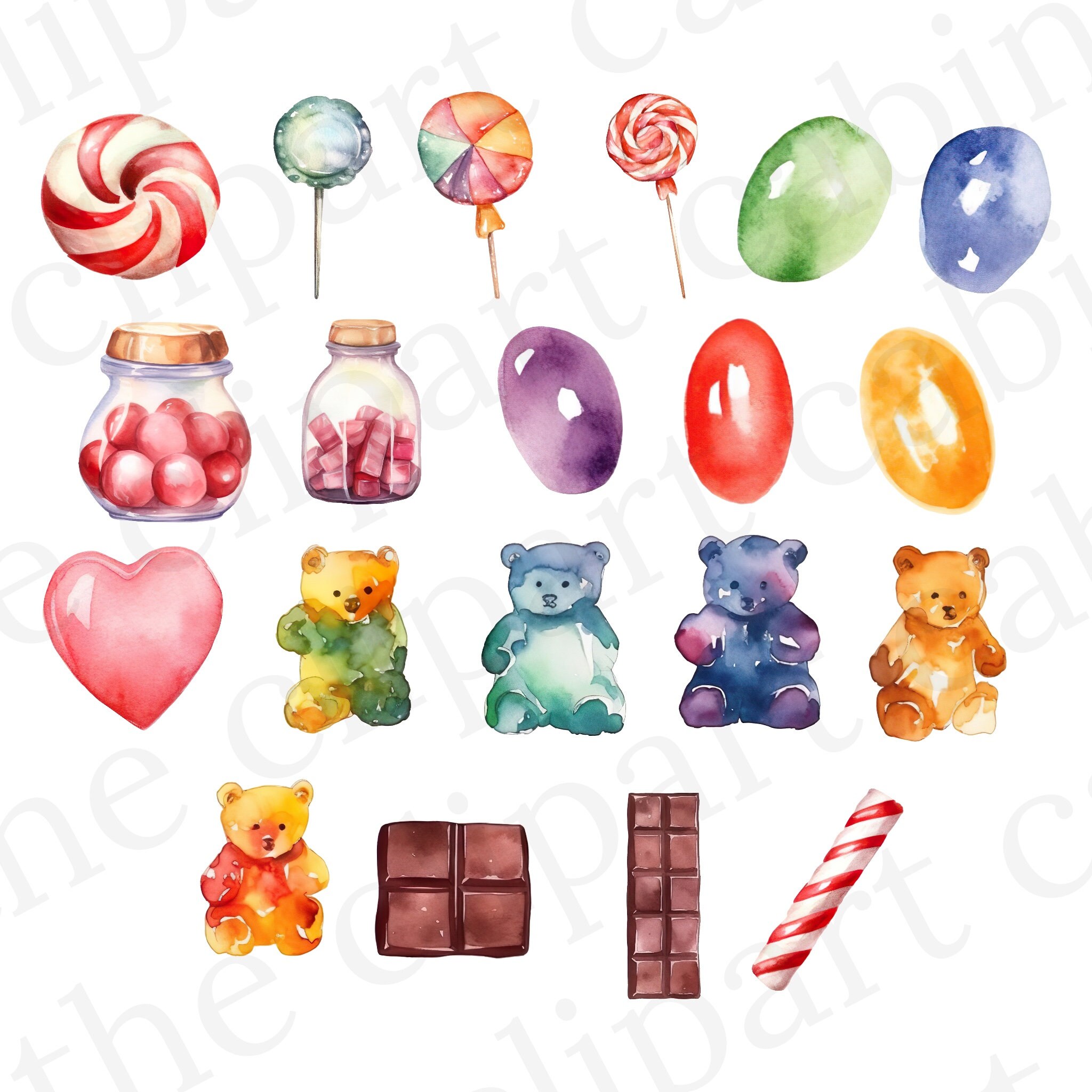Watercolor Candy Shop Clipart PNG Instant Download - Etsy