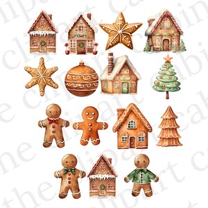 Watercolor Gingerbread Clipart Set Christmas PNG Instant Download - Etsy