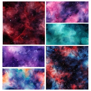 Galaxy Digital Paper Set, Watercolor, Seamless Patterns - Instant ...