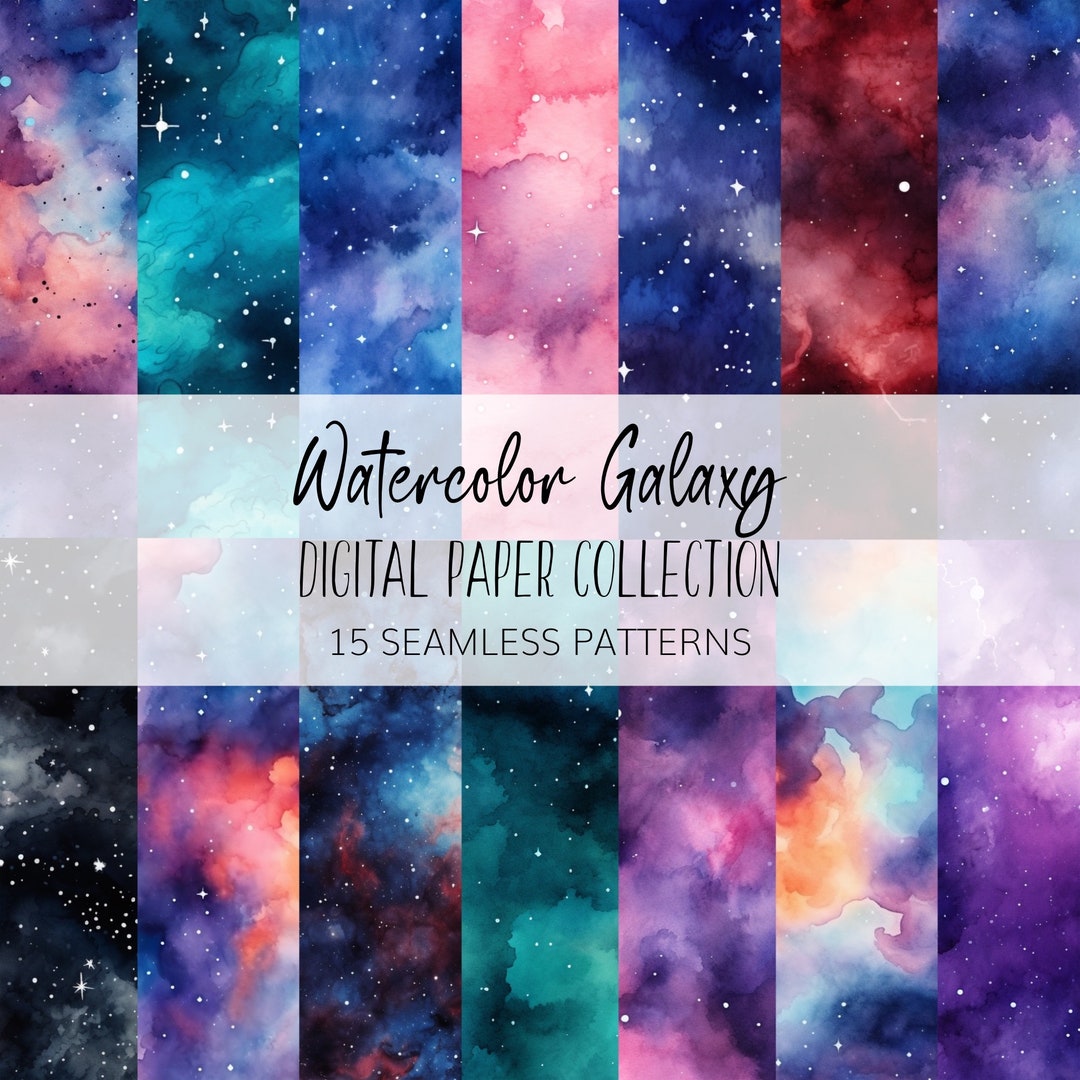 Galaxy Digital Paper Set, Watercolor, Seamless Patterns - Instant ...