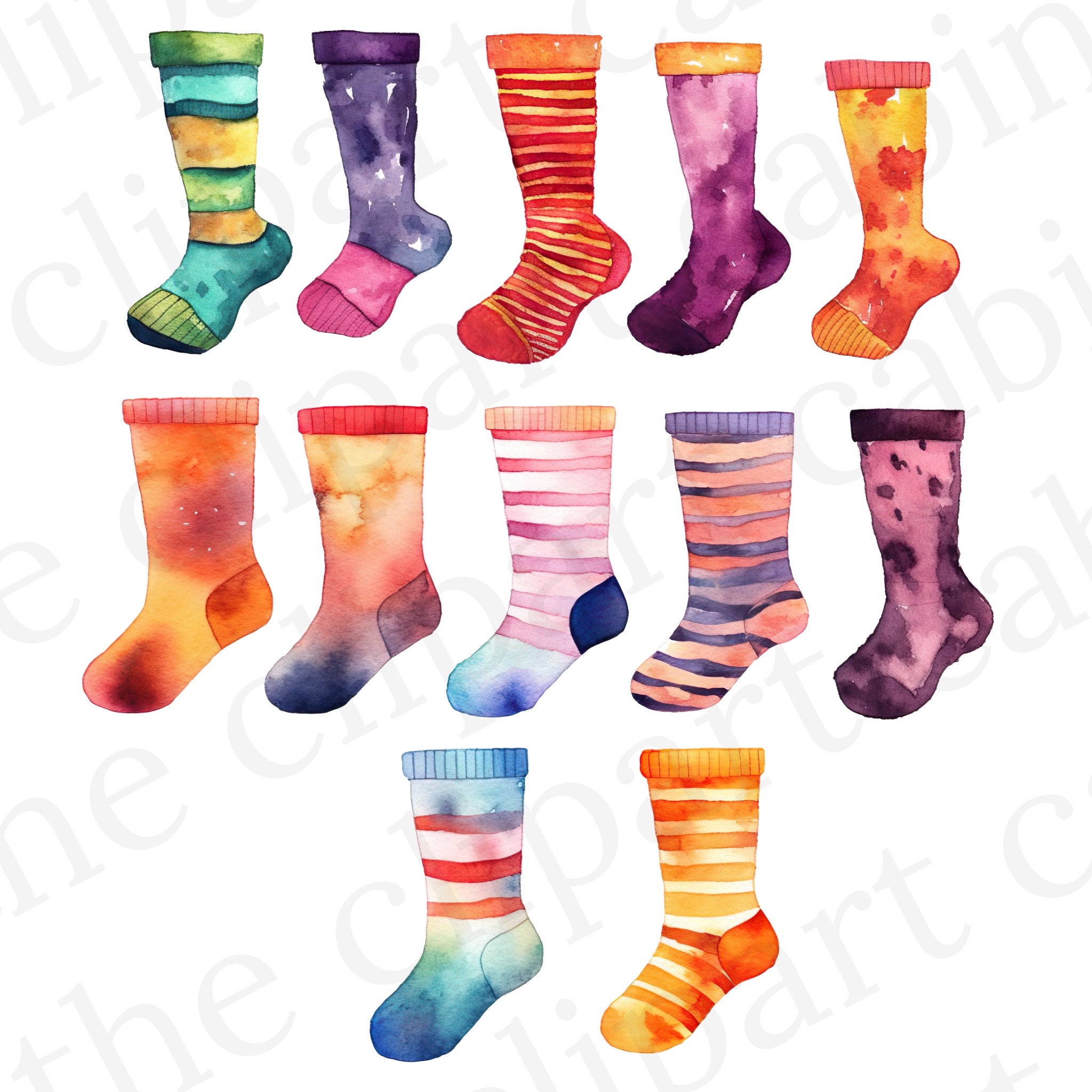 Watercolor Sock Clipart Set PNG Instant Download - Etsy Australia