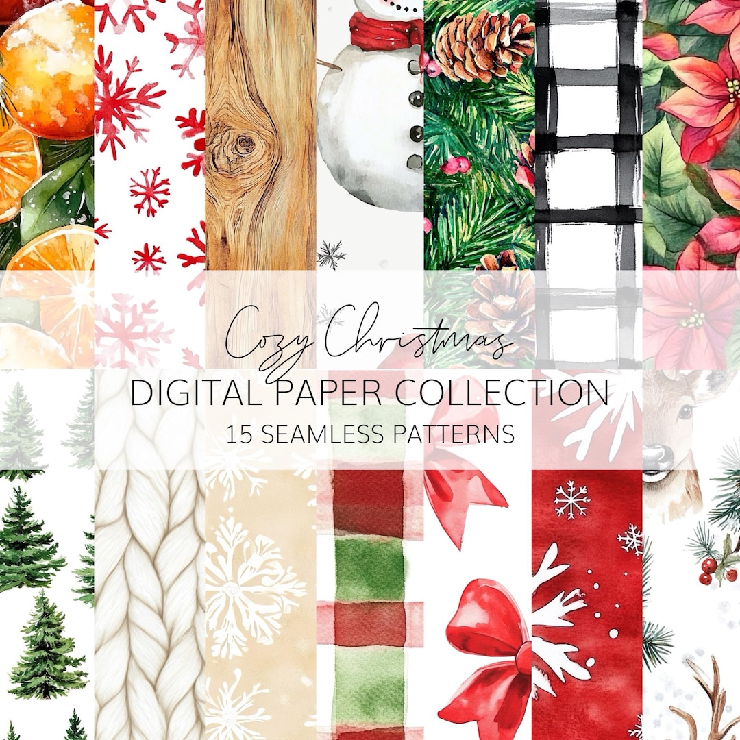 Cozy Christmas Digital Paper Set - Seamless Patterns - Etsy