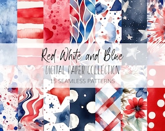 Red White and Blue Seamless Repeating Pattern, Bow and Flag Seamless ...