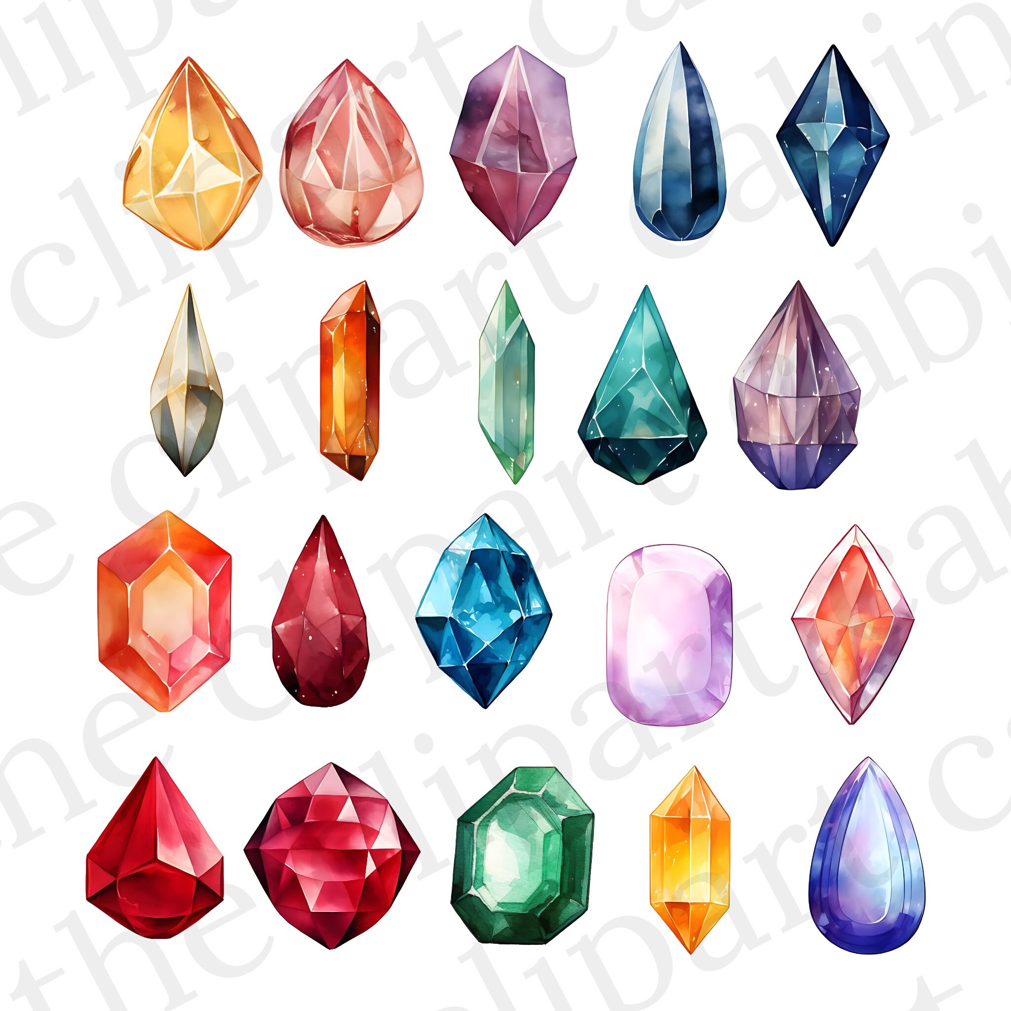 Watermelon Gemstones Clipart Set PNG Instant Download - Etsy