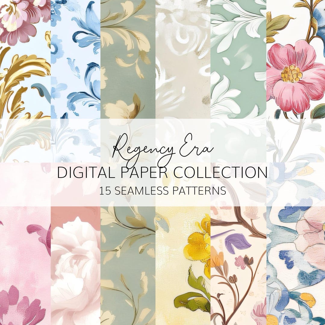 Regency Era Inspired Digital Paper Set, Seamless Patterns - Instant ...