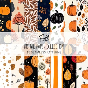 Fall Digital Paper Set, Autumn, Seamless Patterns Instant Download - Etsy