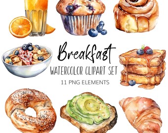 Cute Breakfast Cliparts Food Stickers Breakfast Food PNG - Etsy