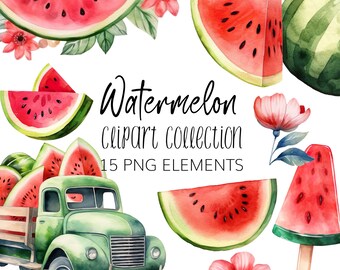 Watercolor Watermelon Clipart PNG - Etsy