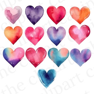 Watercolor Heart Clipart Set - PNG - Instant Download - Etsy