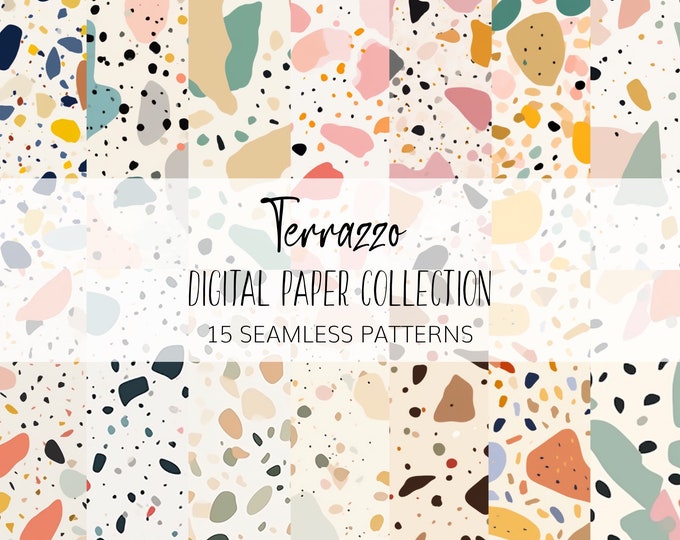 Terrazzo Digital Paper, Terrazzo Patterns for Wallpaper or Backgrounds ...
