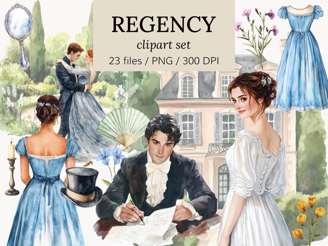 Regency Era Clipart Set - PNG Graphics - Etsy