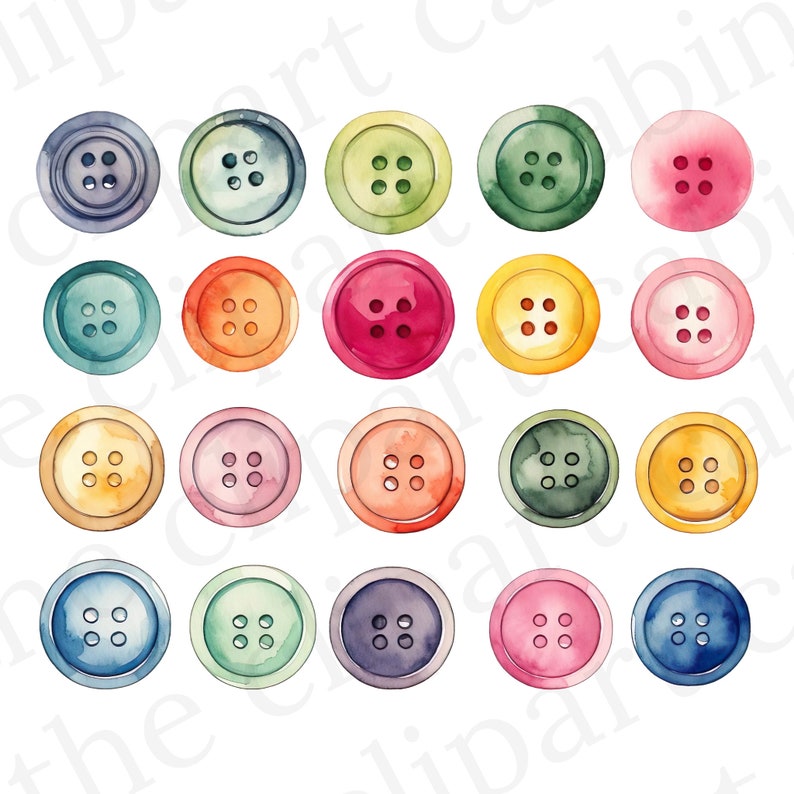 Watercolor Buttons Clipart Set PNG Instant Download - Etsy