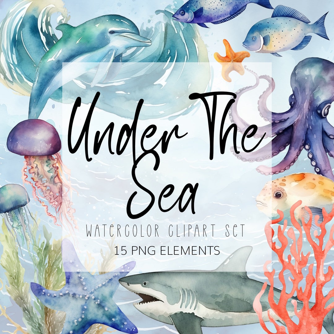 Watercolor Under the Sea Clipart PNG Instant Download - Etsy