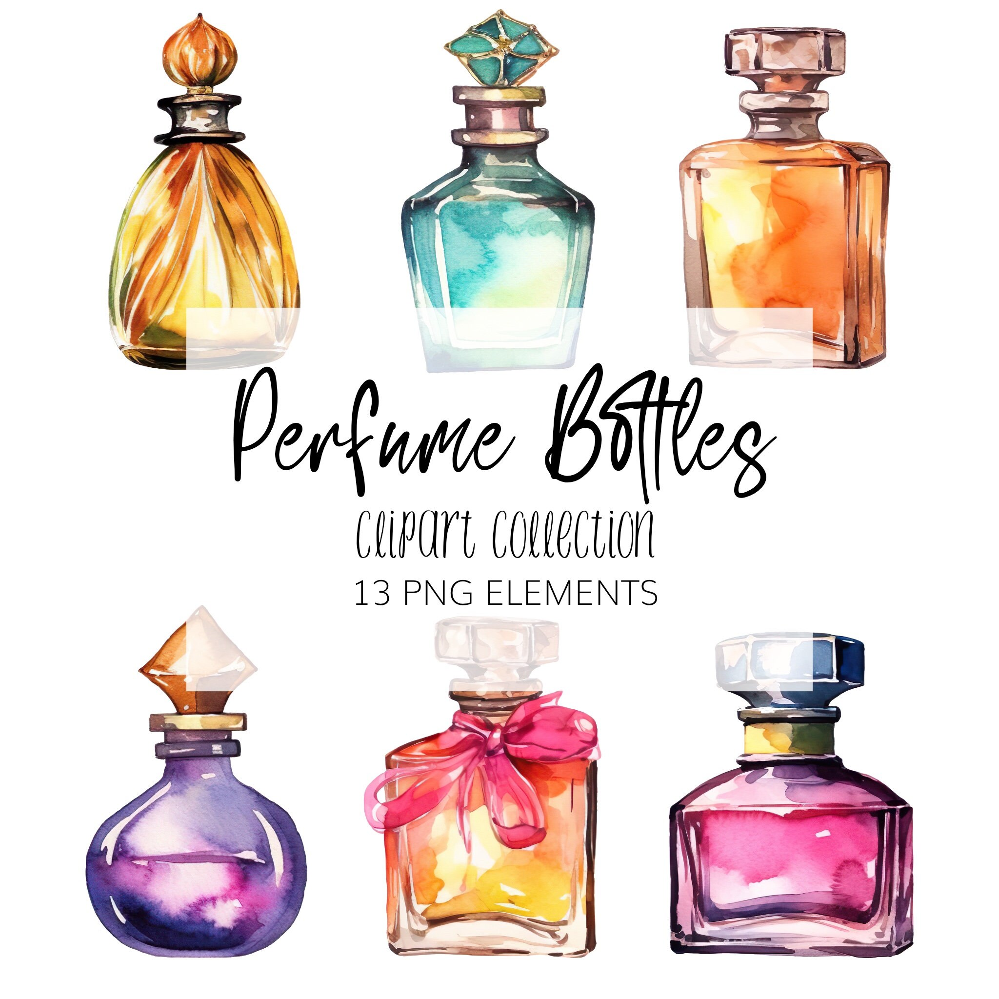 Perfume Bottles Watercolor Clipart Set PNG Instant Download - Etsy