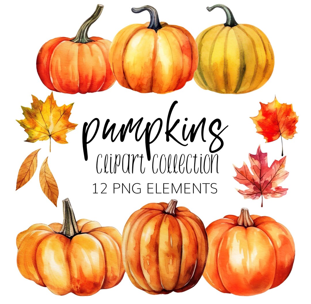 Watercolor Pumpkin Clipart Set - PNG - Instant Download - Etsy
