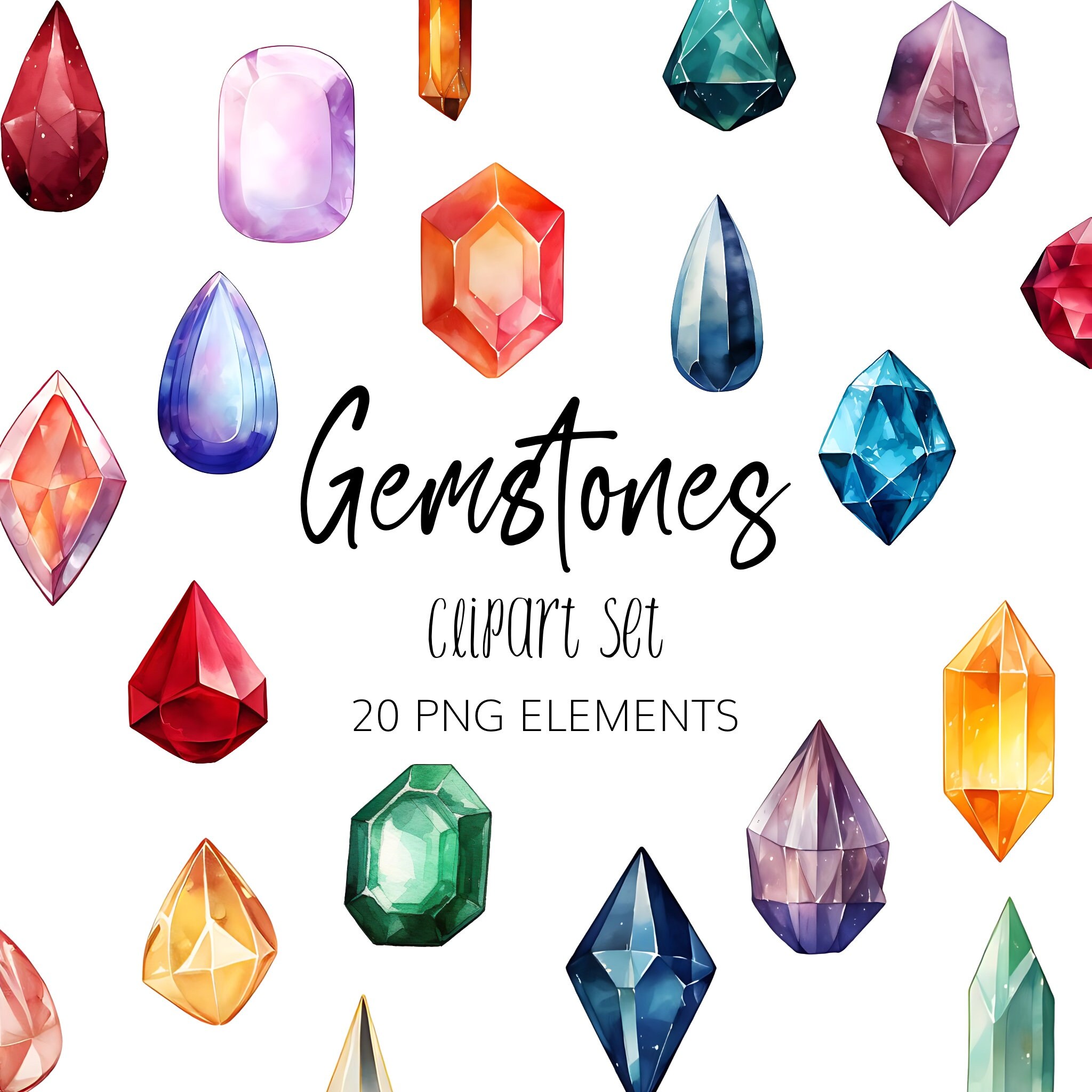 Watermelon Gemstones Clipart Set PNG Instant Download - Etsy