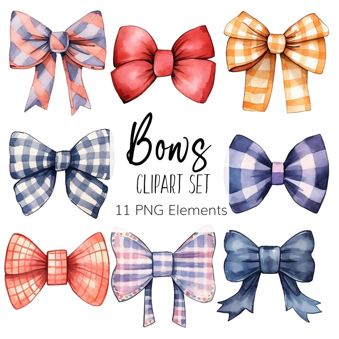 Watercolor Bows Clipart - PNG - Instant Download - Etsy