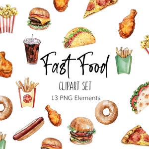 Fast Food Clipart Set PNG - Etsy