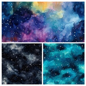 Galaxy Digital Paper Set, Watercolor, Seamless Patterns - Instant ...