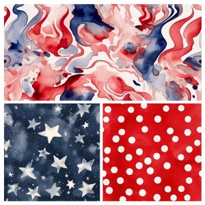 Red White and Blue Digital Paper Set, 4th of July, Seamless Patterns ...