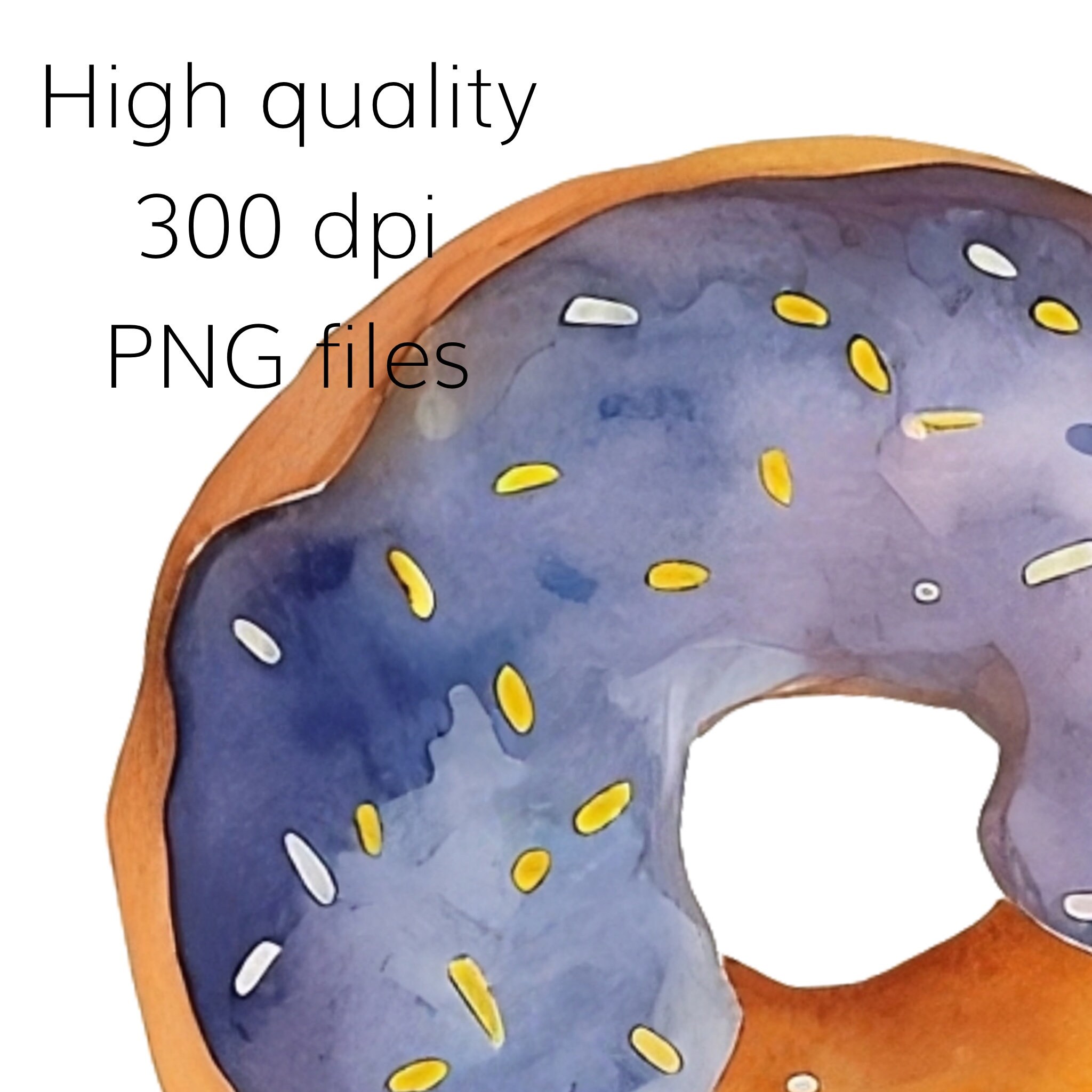 Watercolor Donut Clipart PNG Instant Download - Etsy Canada