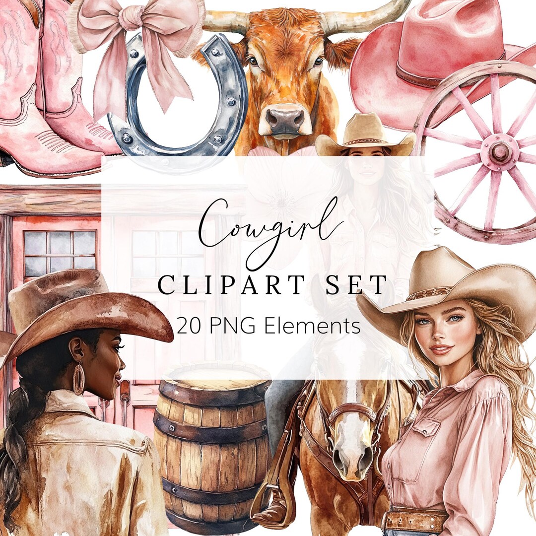 Cowgirl Clipart Set - PNG - Etsy