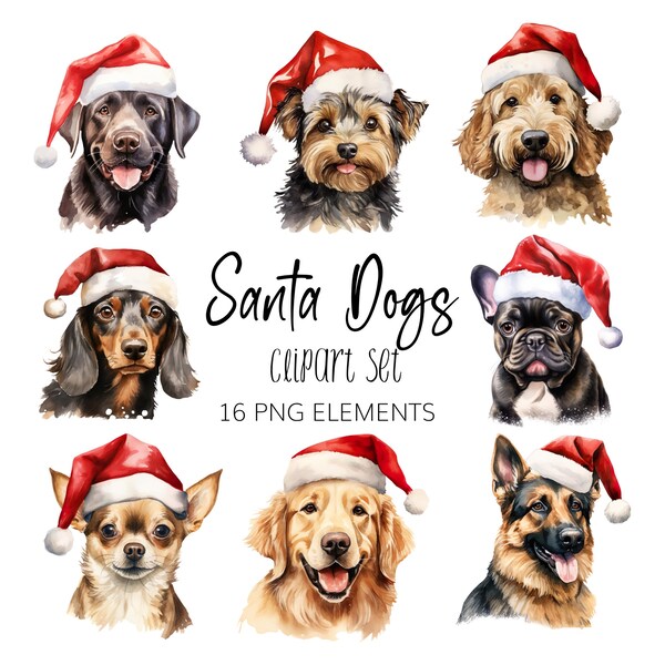 Dogs With Santa Hats - Etsy