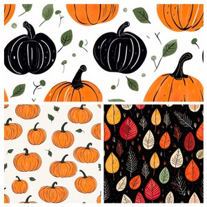 Fall Digital Paper Set, Autumn, Seamless Patterns Instant Download - Etsy