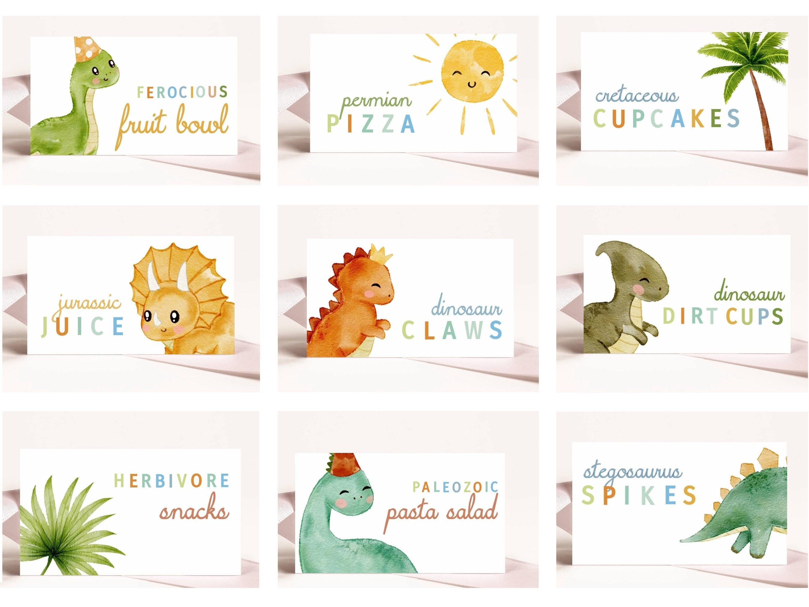 Dinosaur Birthday Party Food Label Tents, Boy Birthday Party Food ...