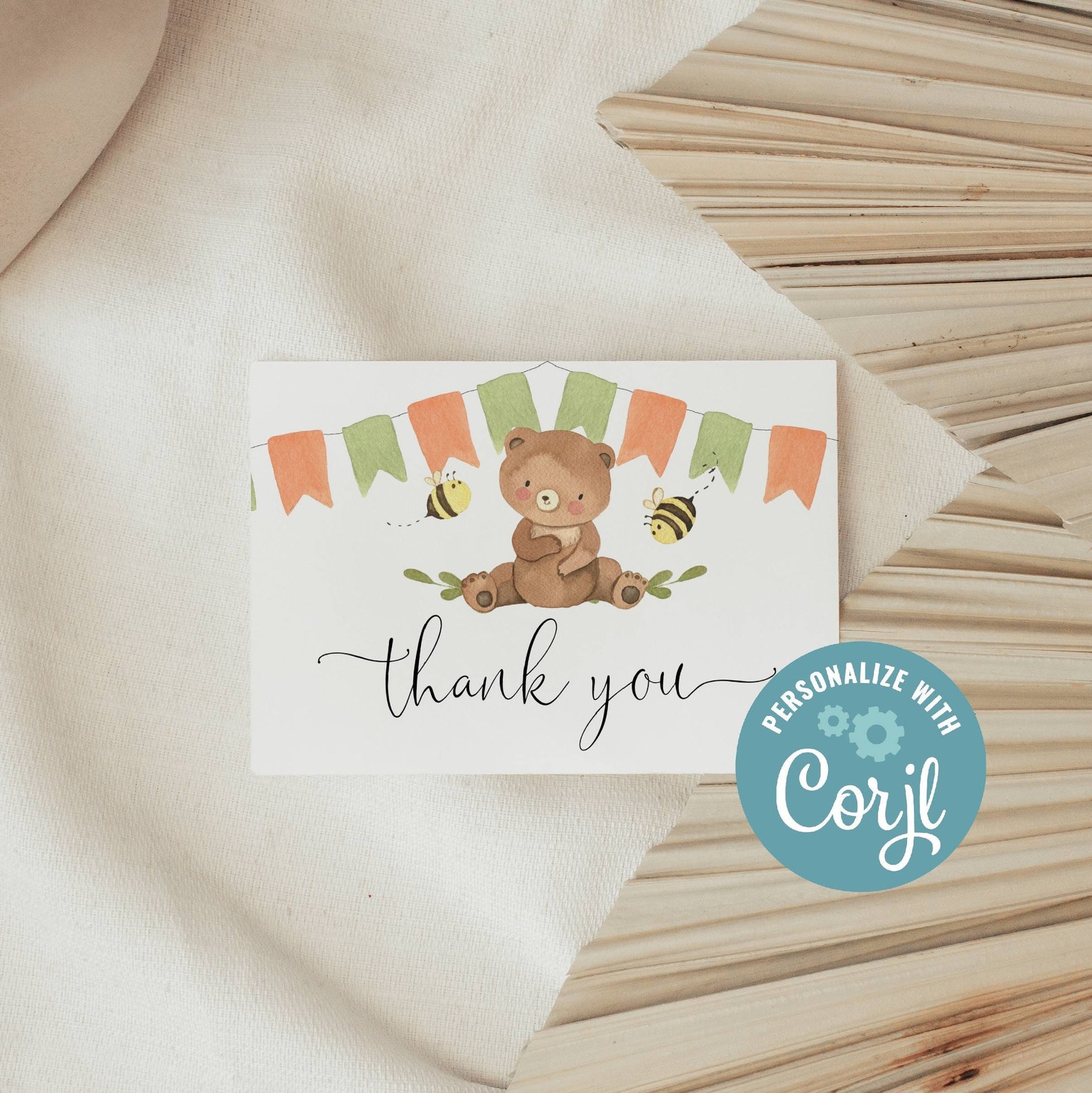 Teddy Bear Thank You Card, Baby Shower Thank You Card, Birthday Thank ...