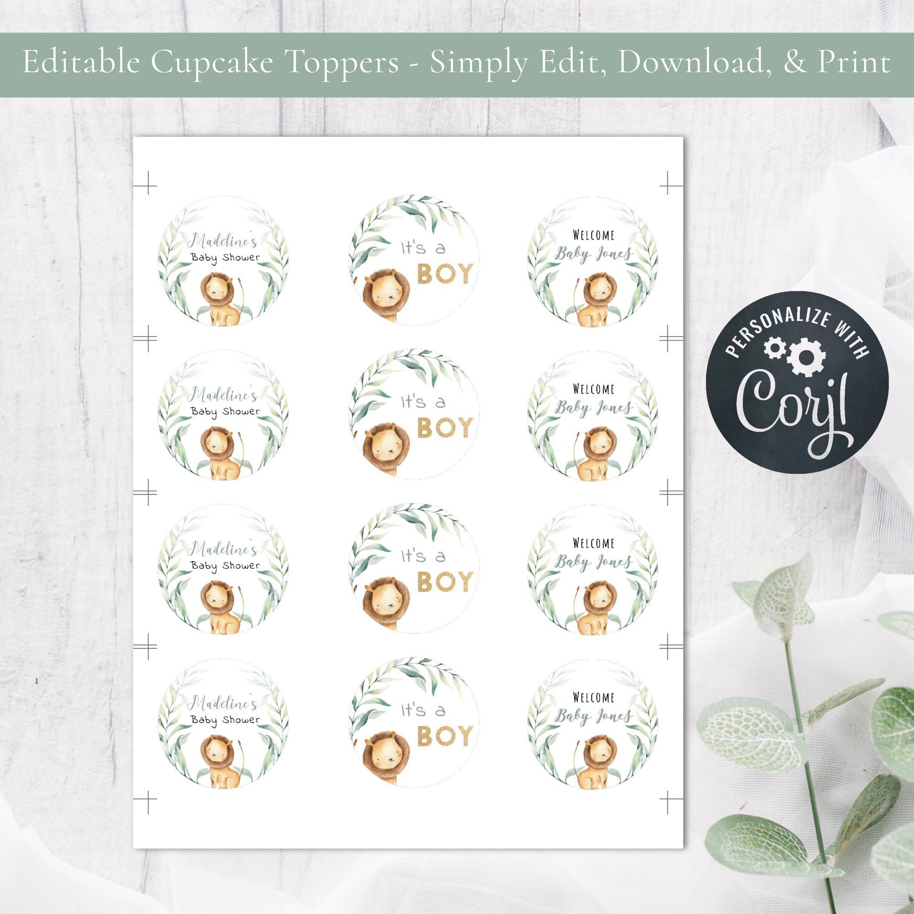 Lion Baby Shower Cupcake Toppers Gender Neutral Lion Baby - Etsy