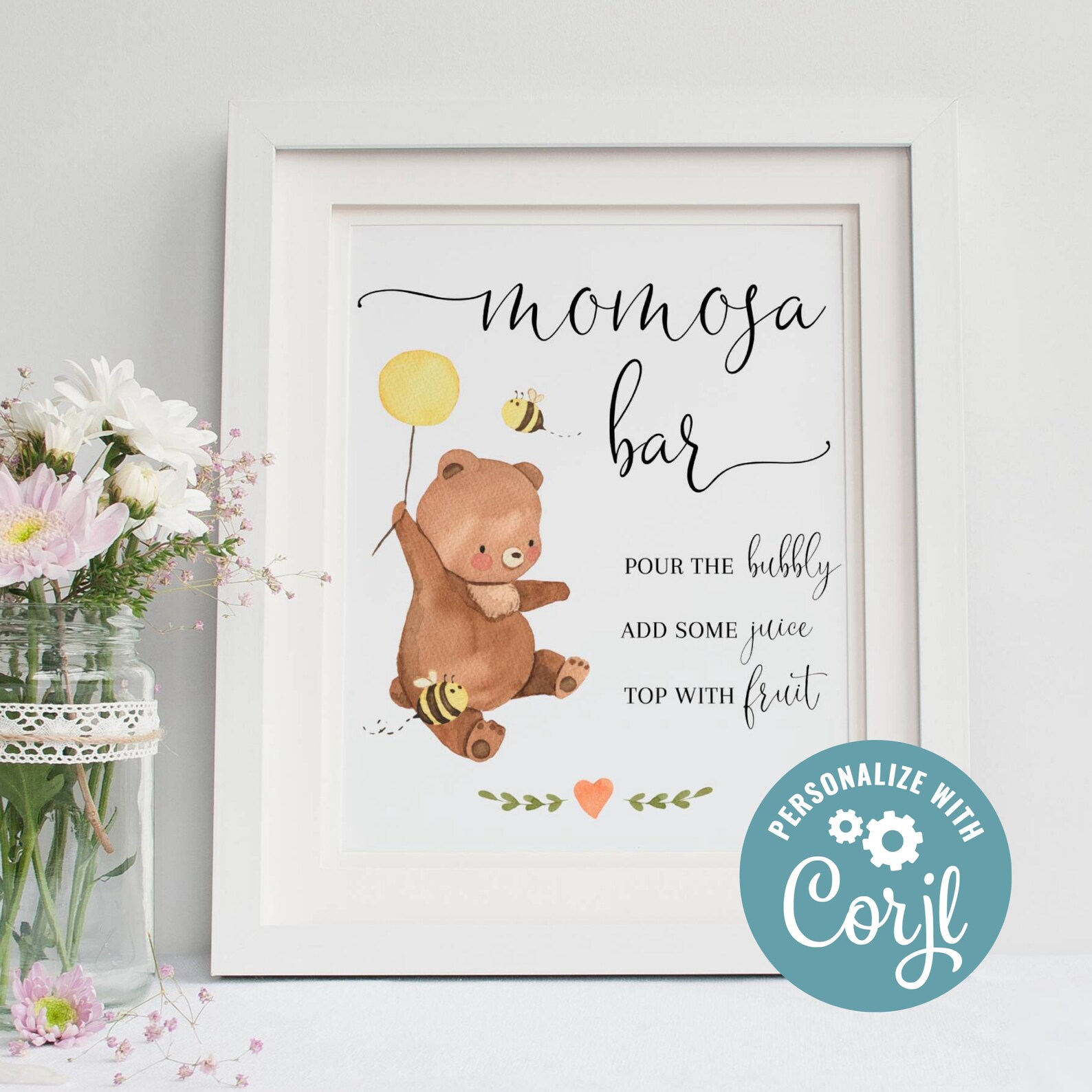 Teddy Bear Momosa Bar Sign, Bear Mimosa Bar Sign, Mimosa Bar Sign, Baby ...