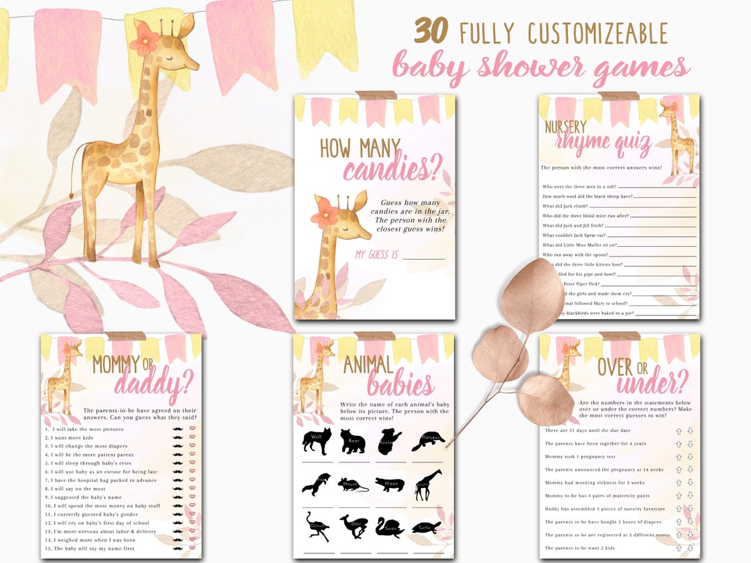 Giraffe Baby Shower Game Bundle, Printable Instant Download - Etsy