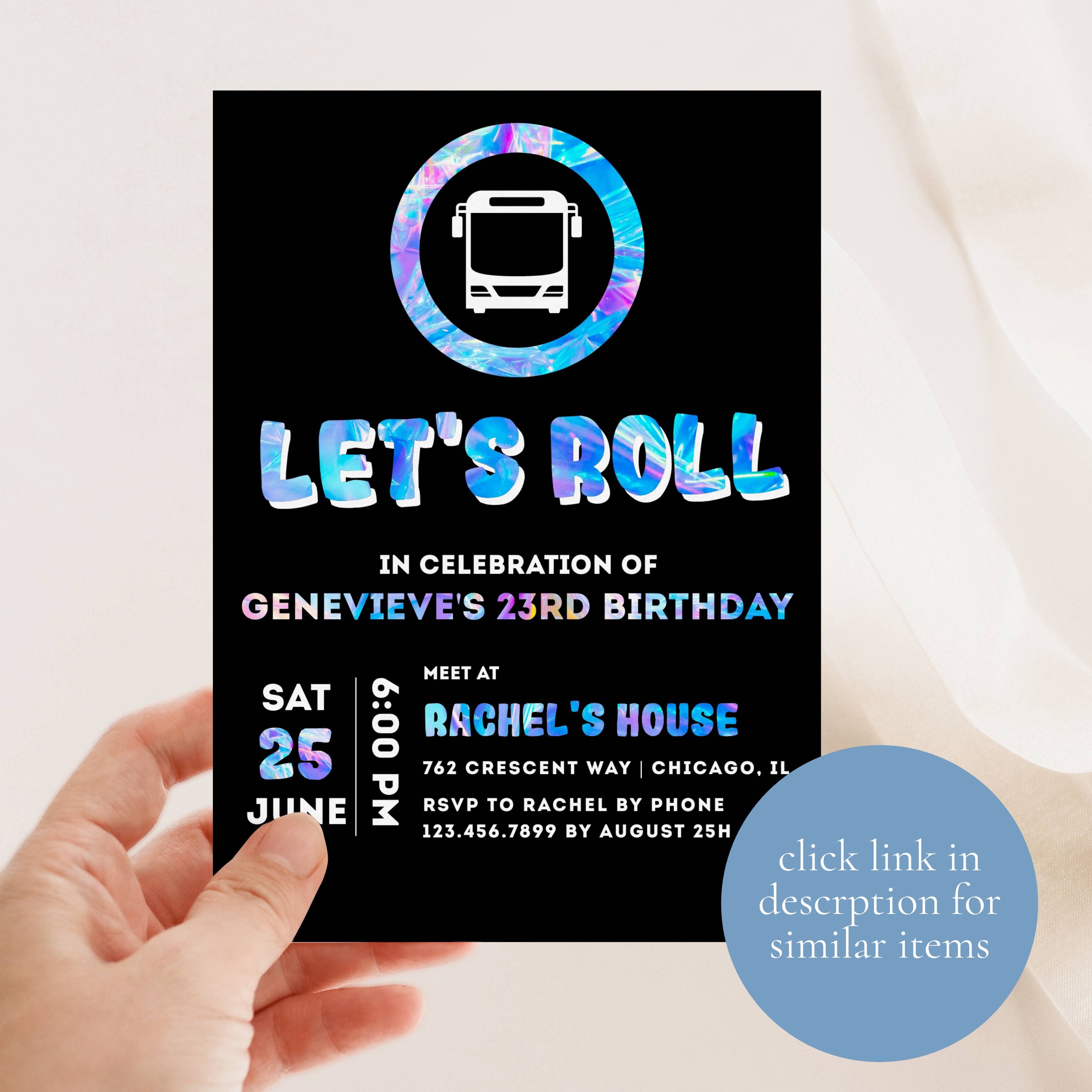 Party Bus Invitation, Party Bus Birthday Invite, Bachelorette Party Bus ...
