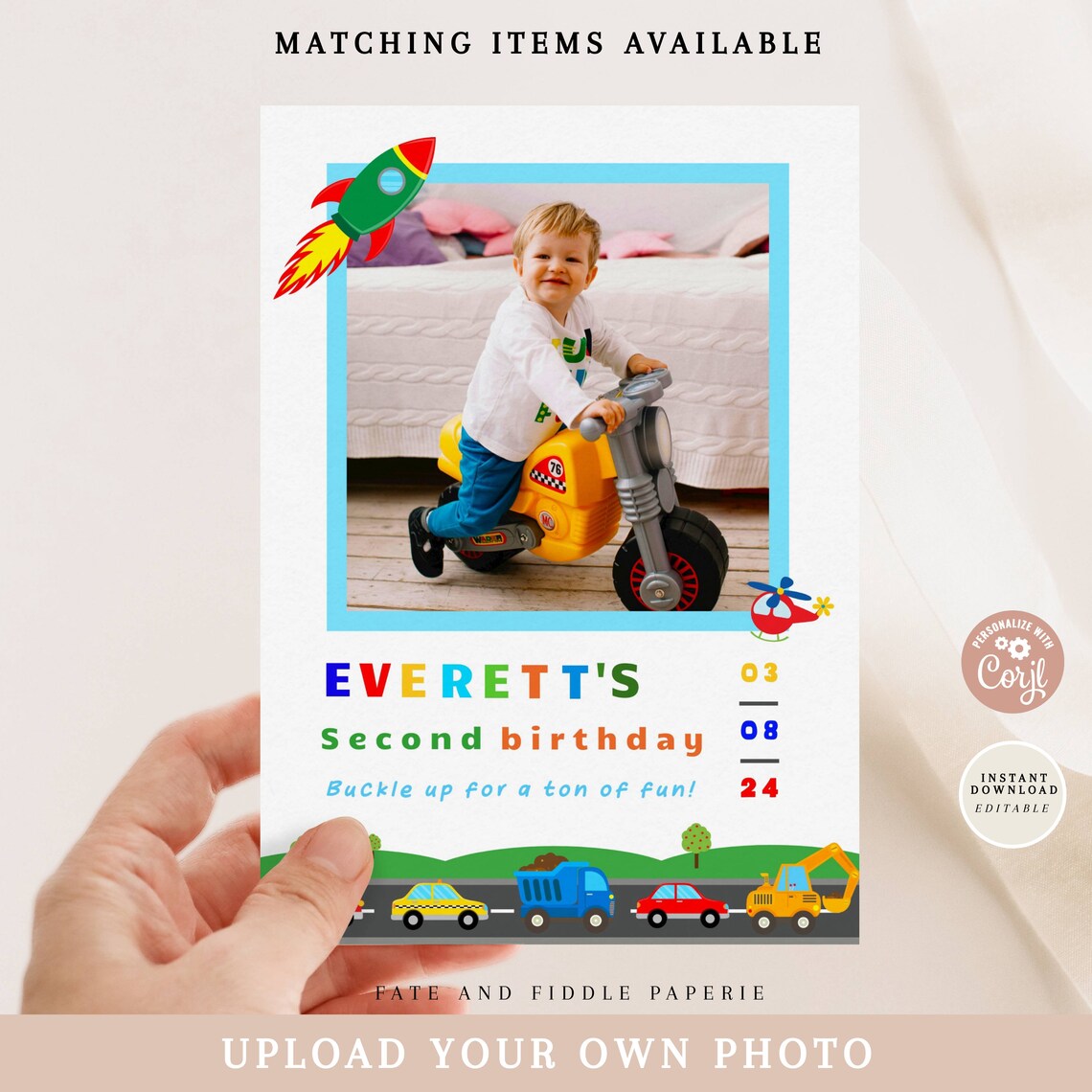 Transportation Birthday Party Invitation, Editable Template - Etsy