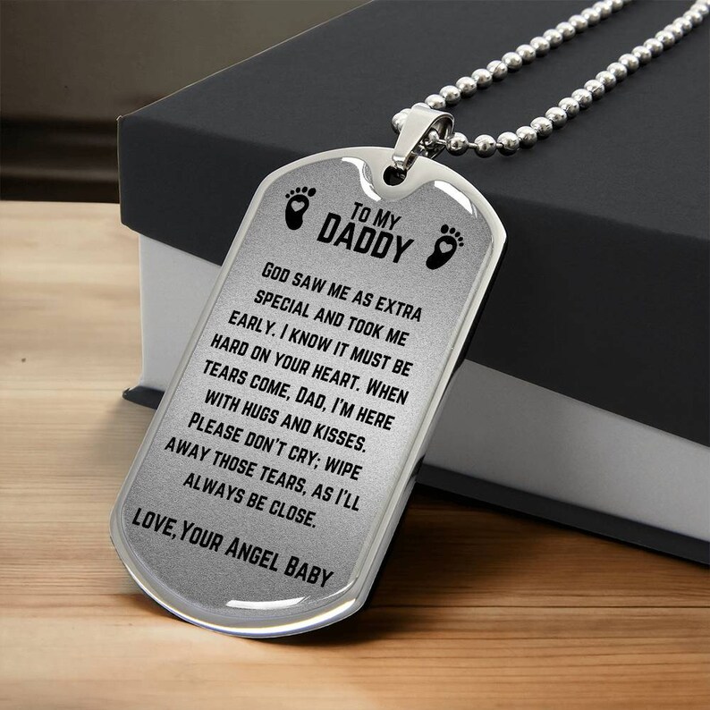 Child Loss Keepsake for Dad Miscarriage Gift, Engraved Dog Tag Necklace ...
