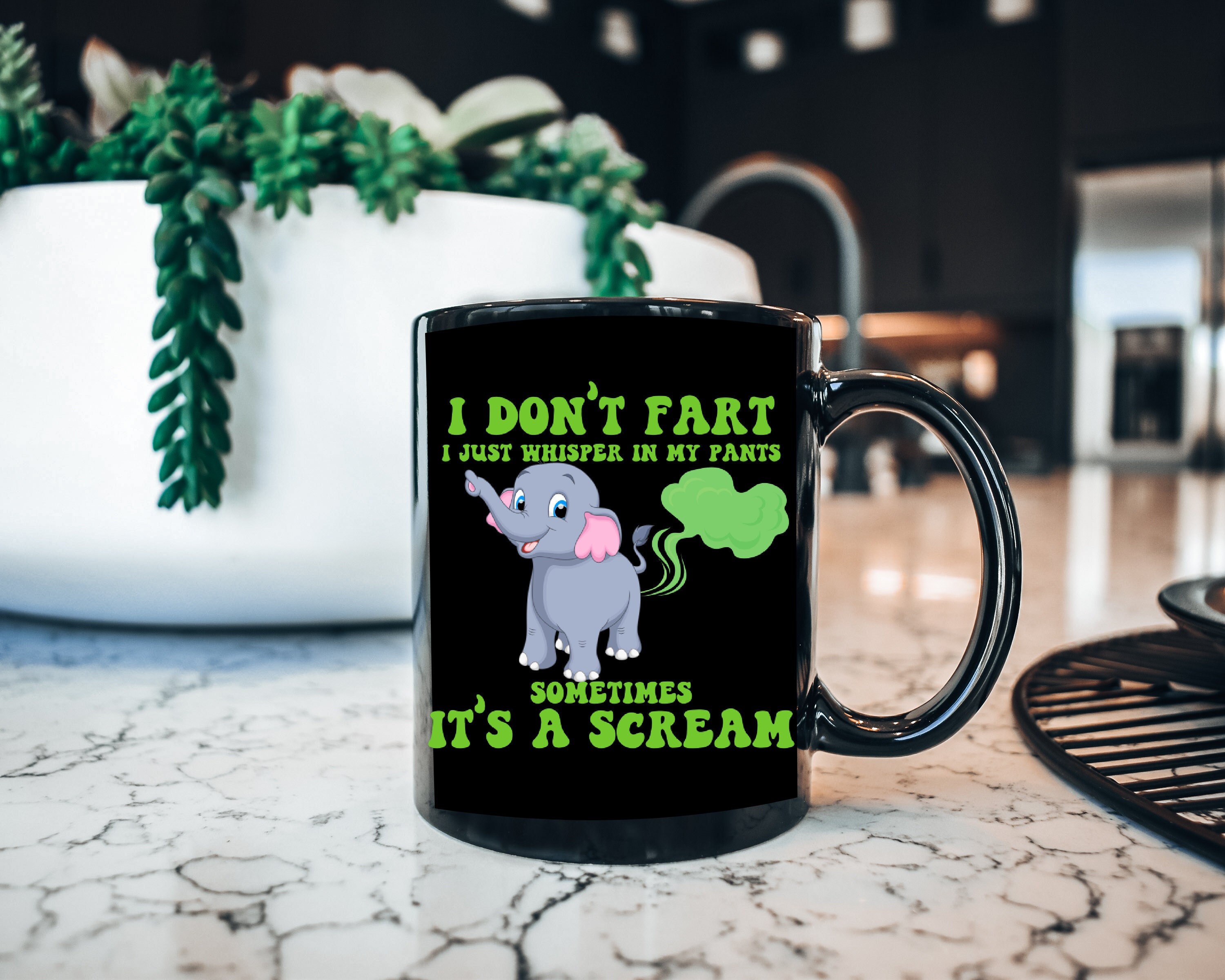 Funny Elephant Fart Mug Black Ceramic 11 Oz Coffee Cup - Etsy