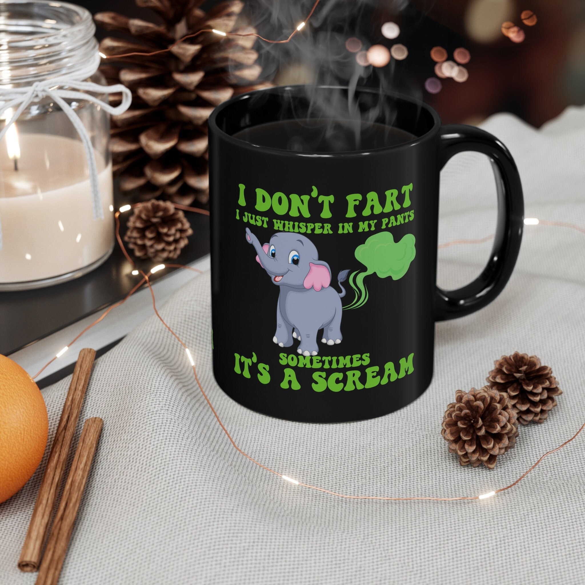 Funny Elephant Fart Mug Black Ceramic 11 Oz Coffee Cup - Etsy