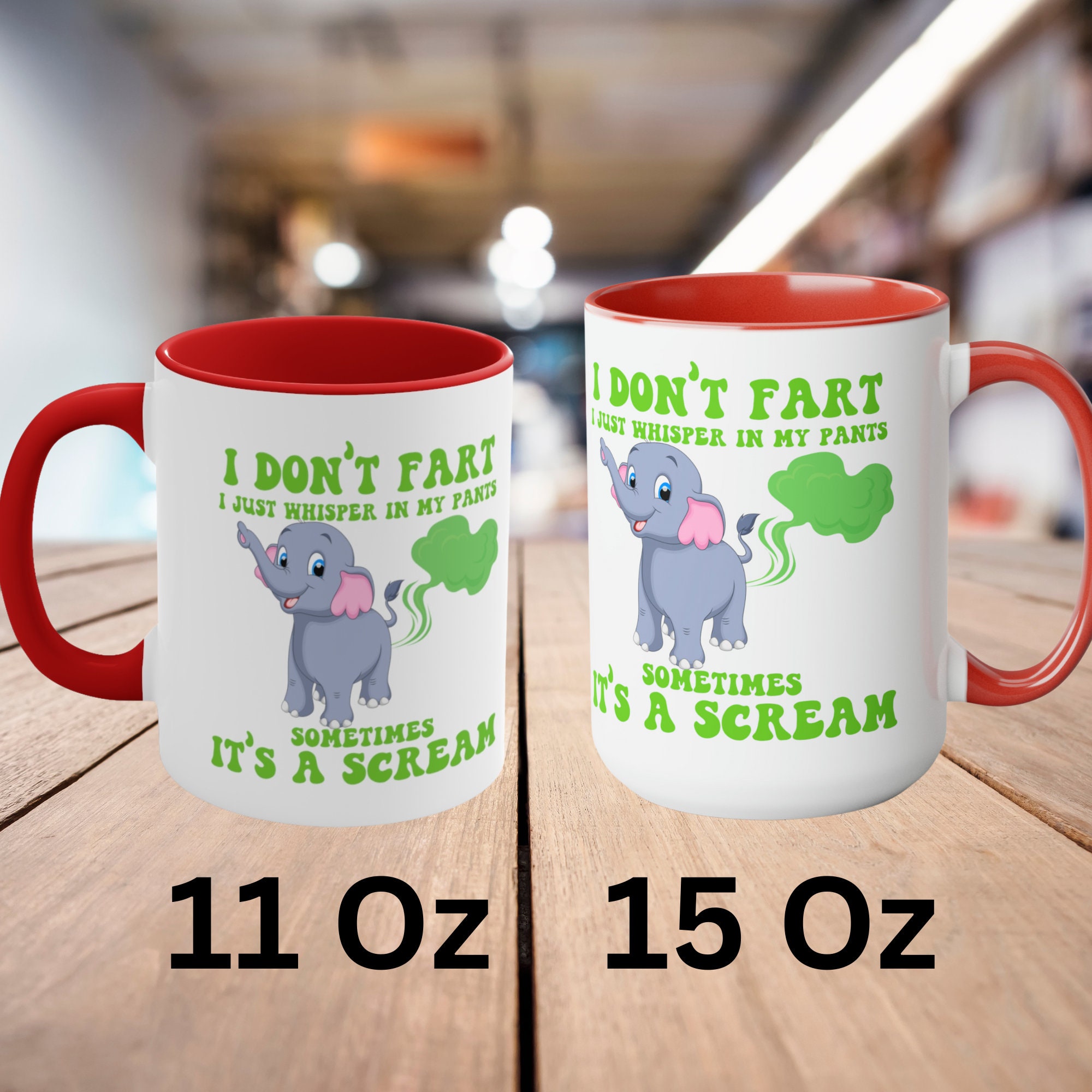 Funny Elephant Fart Mug Black Ceramic 11 Oz Coffee Cup, Hilarious Gag ...