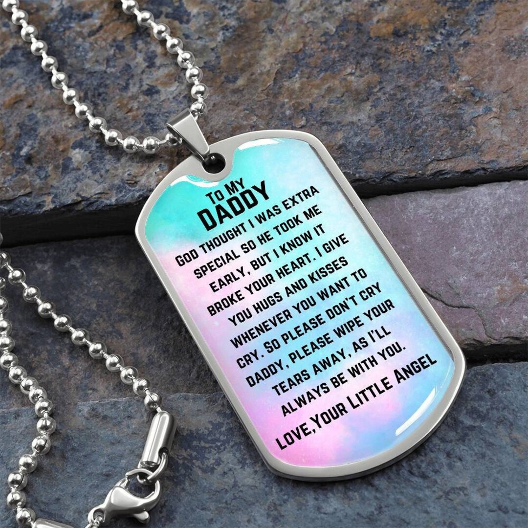 Miscarriage Keepsake Dog Tag Necklace for Dad | Engraved Dog Tag ...