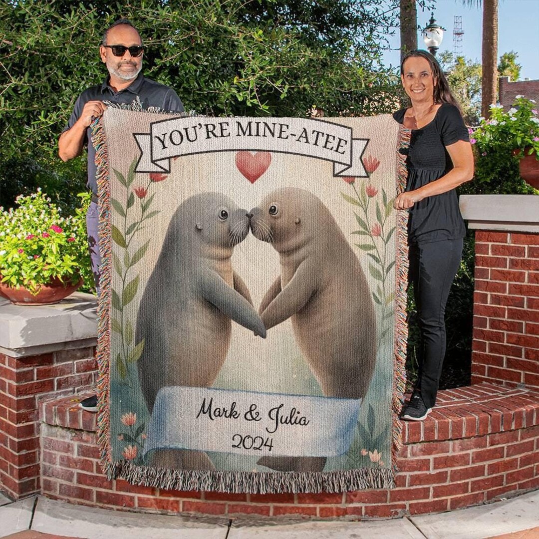Manatee Anniversary Blanket, Heirloom Woven Throw, Couples Gift ...