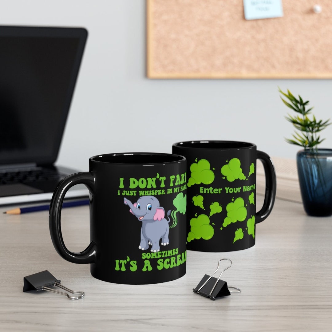 Personalized Funny Elephant Fart Mug | Farting Coffee Cups With an ...