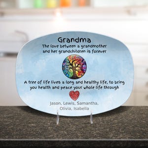 Grandma Stained Glass Plate, Tree of Life Decor, Art Glass Platter From ...